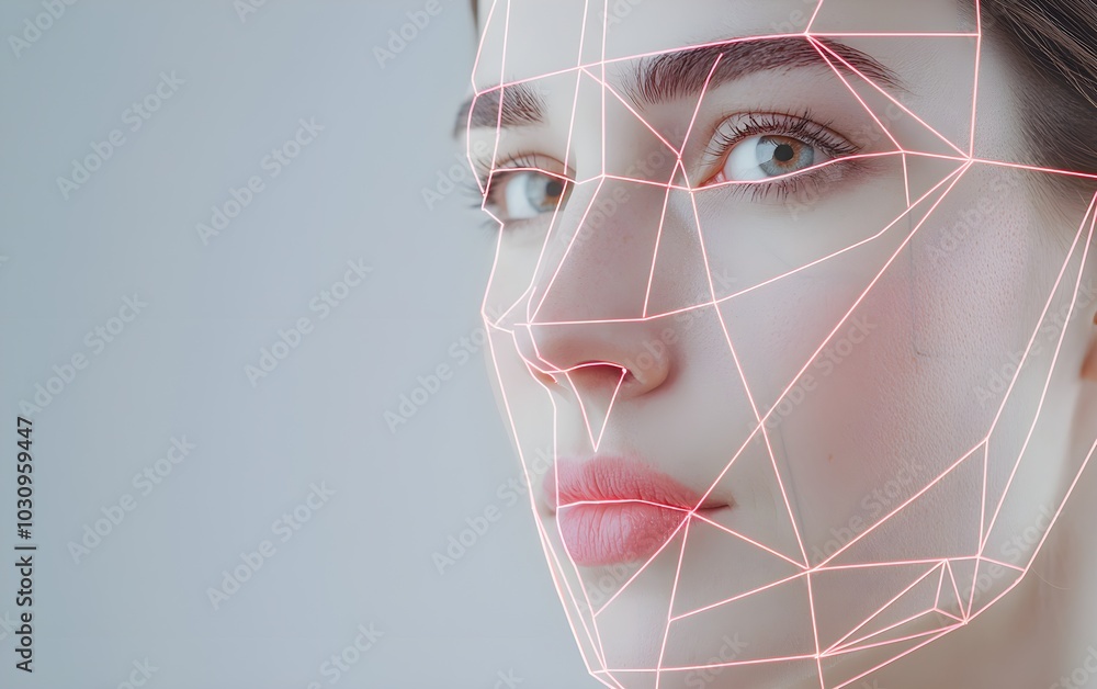 Face scanning interface overlaid on an abstract face, exploring the ...