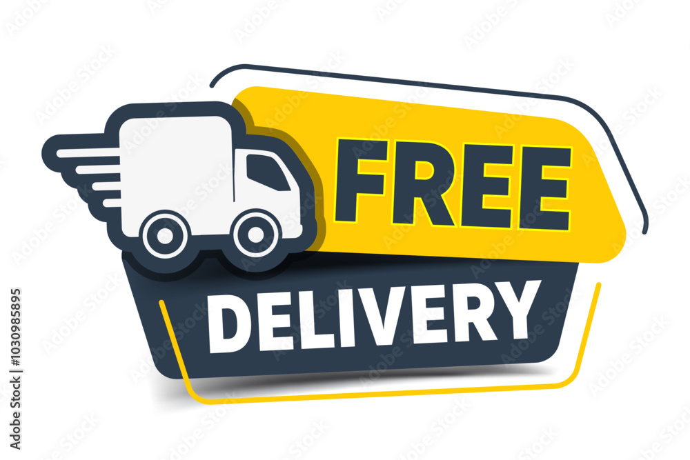 Free shipping truck icon emblem. Home express deliver service vector ...