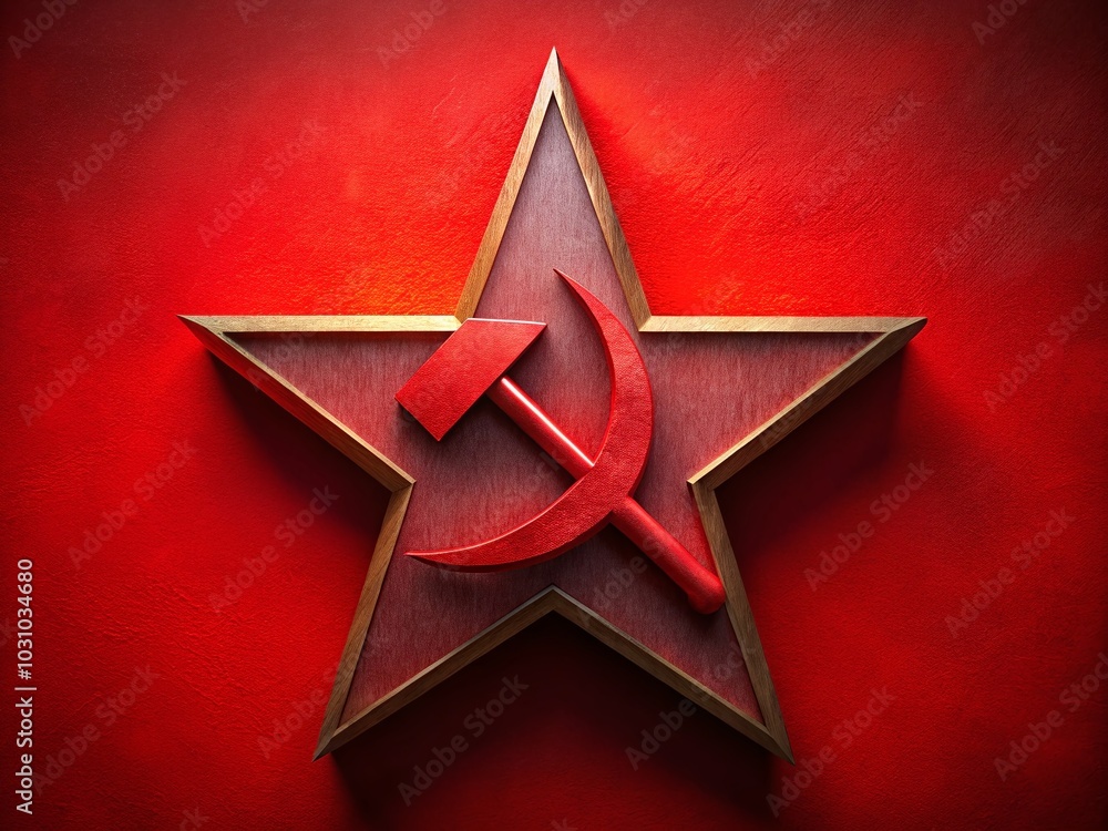Red Star and Hammer Symbol for Communism Signifying Revolutionary ...