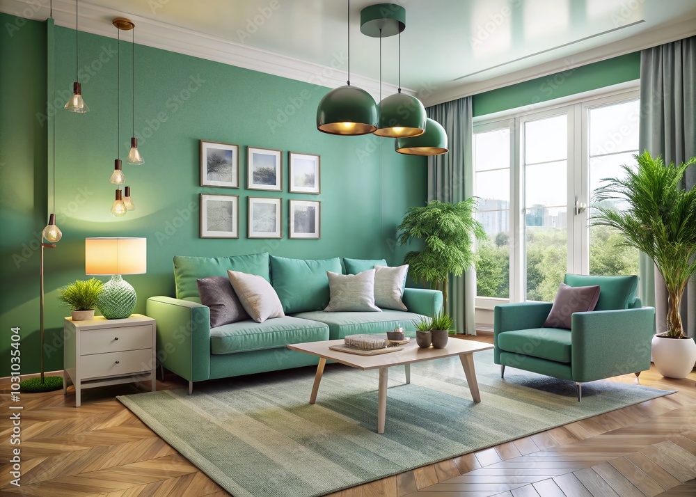 Serene Teal and Light Green Color Palette for Soothing Interior Design ...