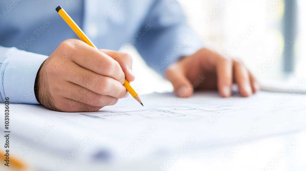 Ilustrace „Precision Architectural Design A close-up of an architectâ s ...