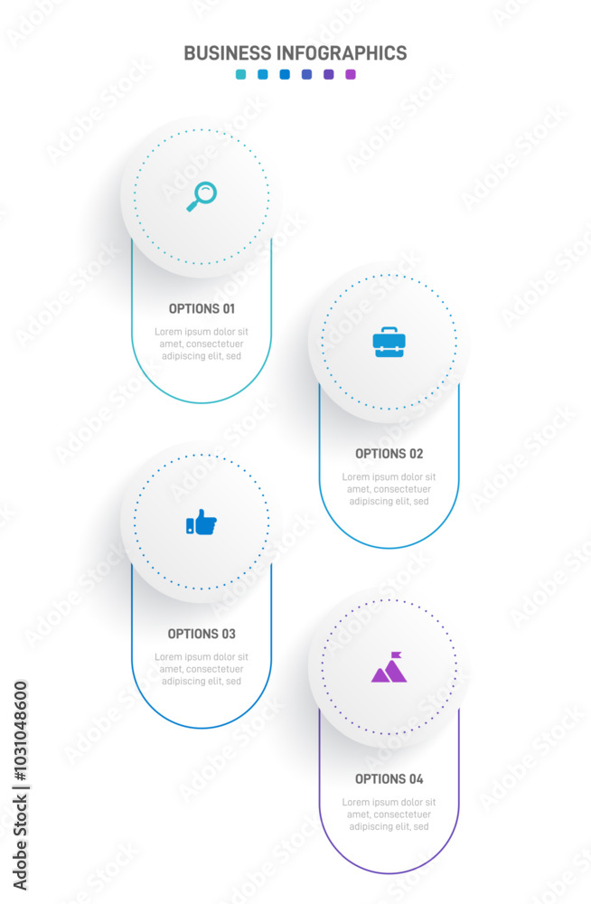 Vertical progress bar featuring 4 arrow-shaped elements, symbolizing ...