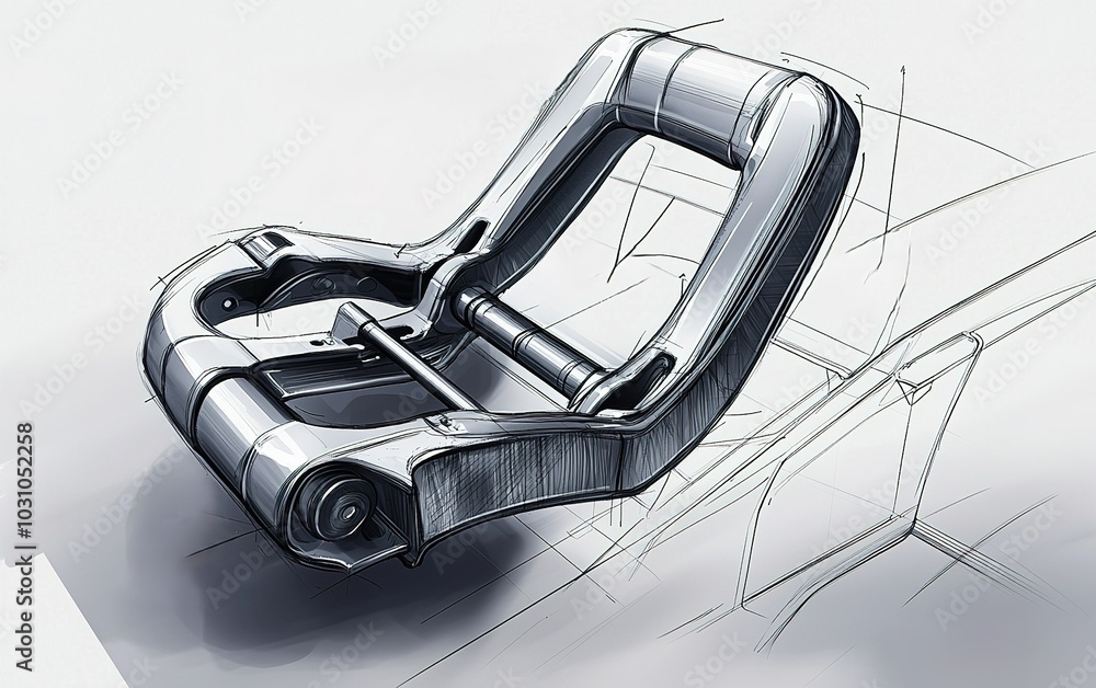 Innovative design sketch of a futuristic car seat featuring ergonomic ...