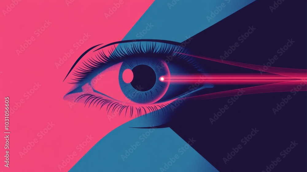 Laser vision correction poster a graphic of an eye with laser beams ...