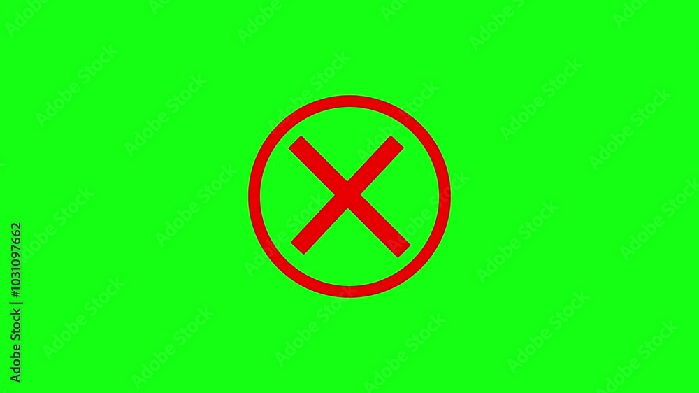 no smoking sign on green background, incorrect cross symbol Animation ...