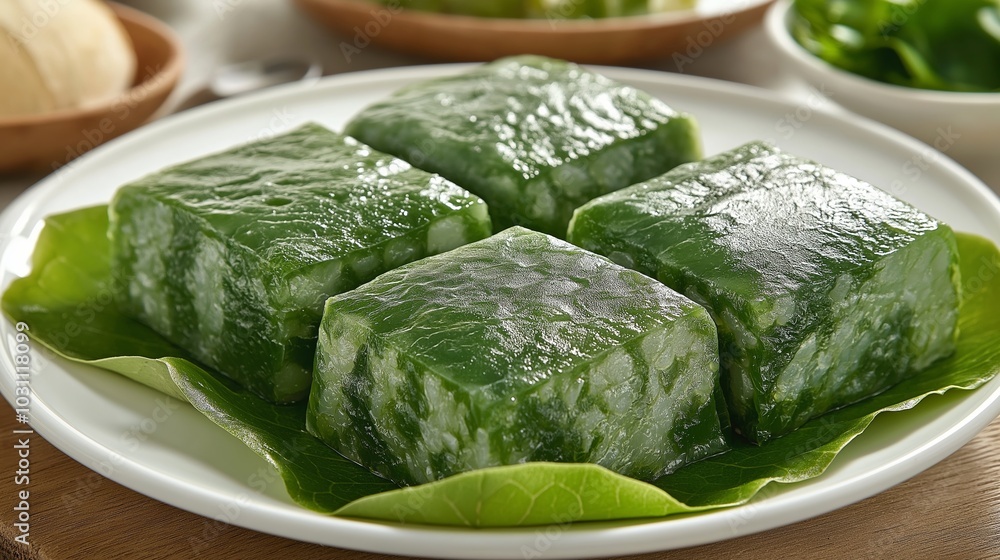 Vietnamese 'Banh Chung' for Lunar New Year, square sticky rice cake ...