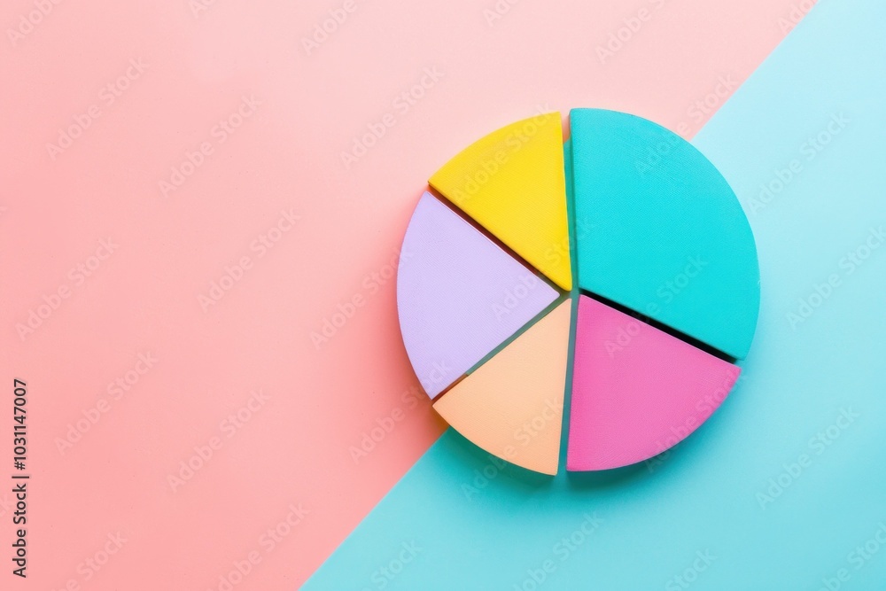 pastel colored pie chart on split pink and blue background showcasing ...