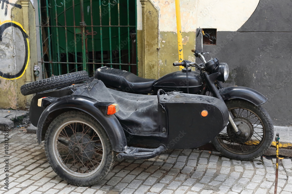 Soviet Russian-made Ural IMZ M63 black sidecar bike from 1971 parked in ...