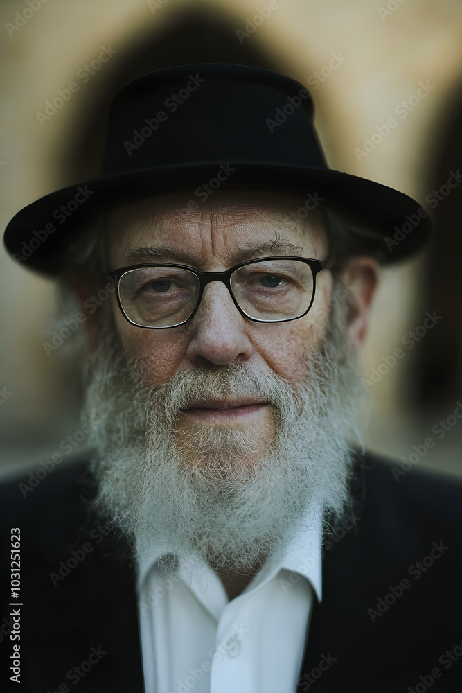 Orthodox jewish man in traditional costume on the street. Jewish memory ...