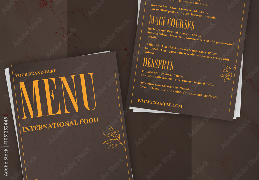 Brown and Yellow Restaurant Menu Layout Stock Template | Adobe Stock