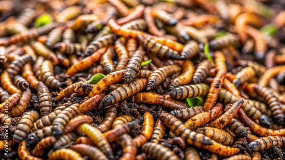 Black soldier fly larvae feeding on food waste for composting ...