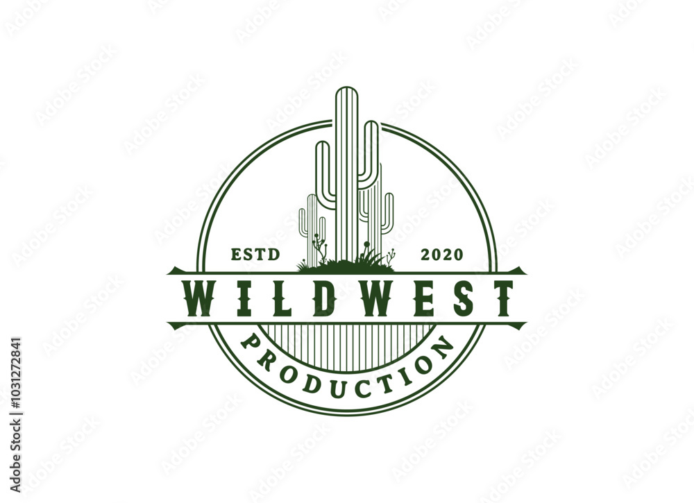 Vintage Cactus logo design. Wild Cacti Saguaro Cactus and Ocotillo ...