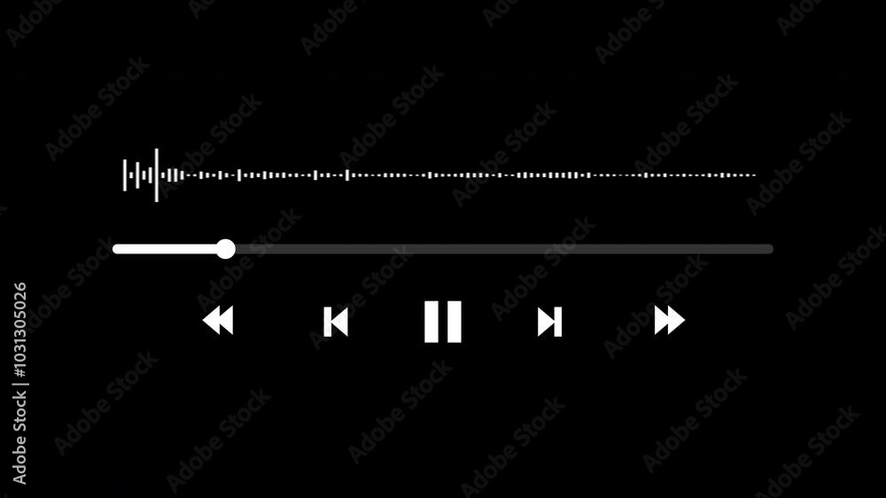 Music player icon animation with audio waveform, music player overlay ...