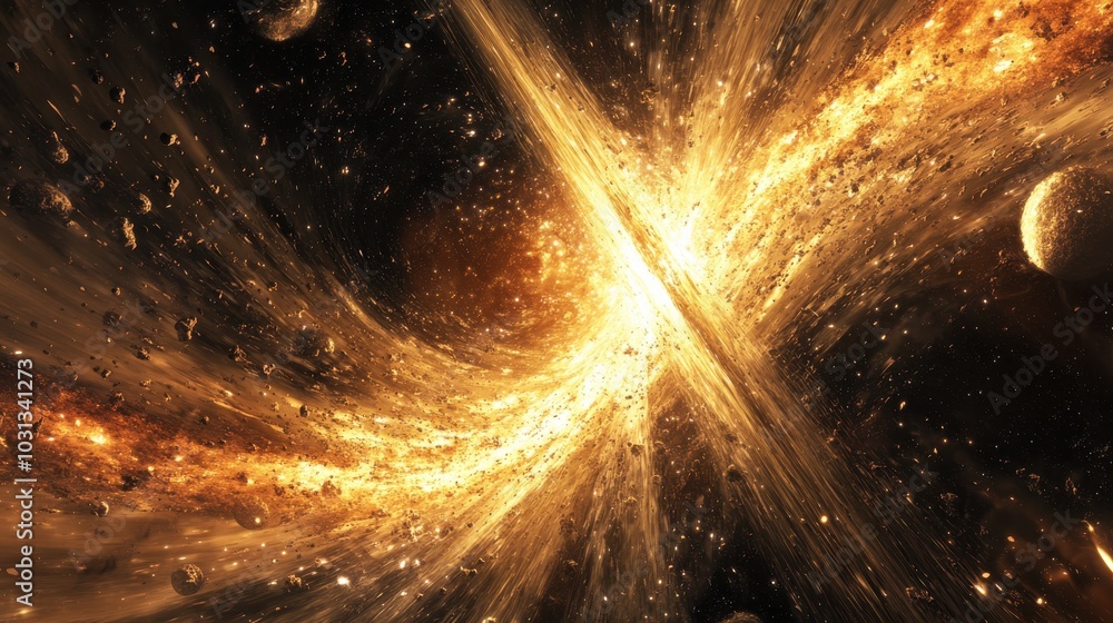 A vivid cosmic rift opens in the fabric of space, revealing a ...