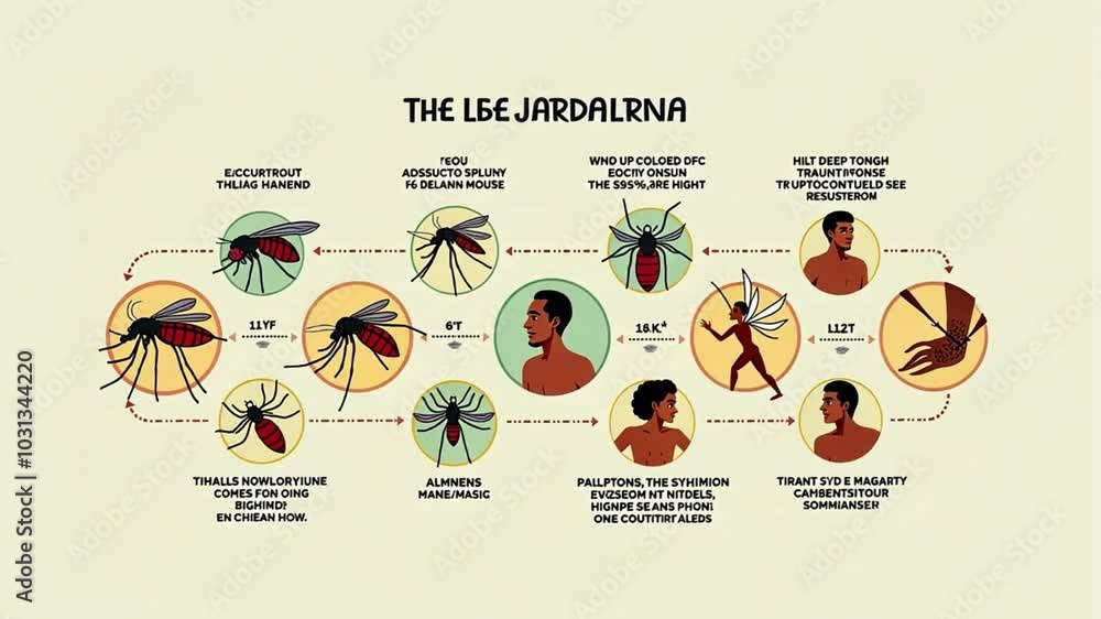 A colorful infographic explaining the life cycle of malaria, from ...