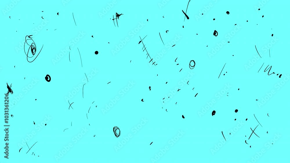 Black interference, lines and dots on a blue screen. Stock animation of ...