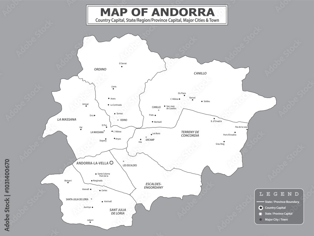 European Country Geography Political map. Political map of country with ...