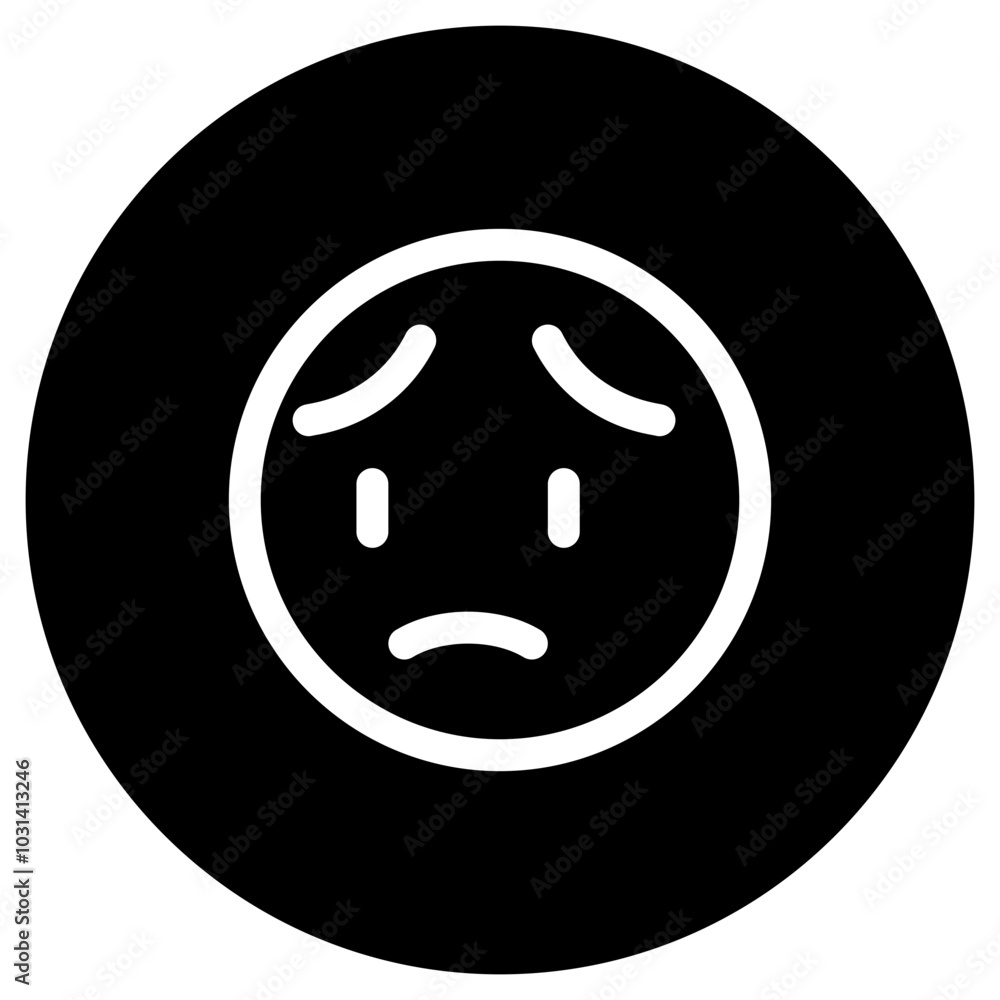 Editable worry, sad face expression emoticon vector icon. Part of a big ...