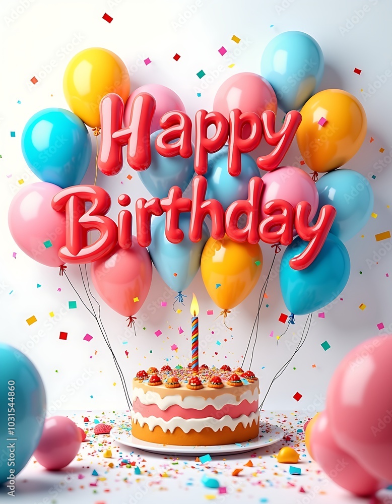 Ilustração do Stock: Happy birthday greeting card with birthday cake ...