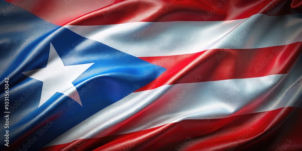 Aerial View of Puerto Rico Flag Waving in Studio Setting with Vibrant ...