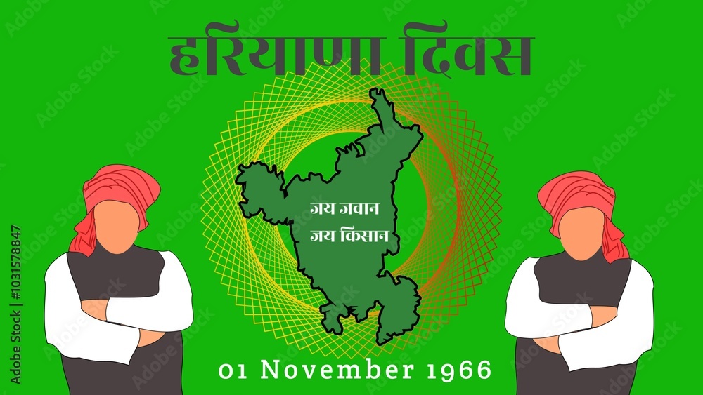 Haryana diwas or Haryana day poster with farmer and map of state ...