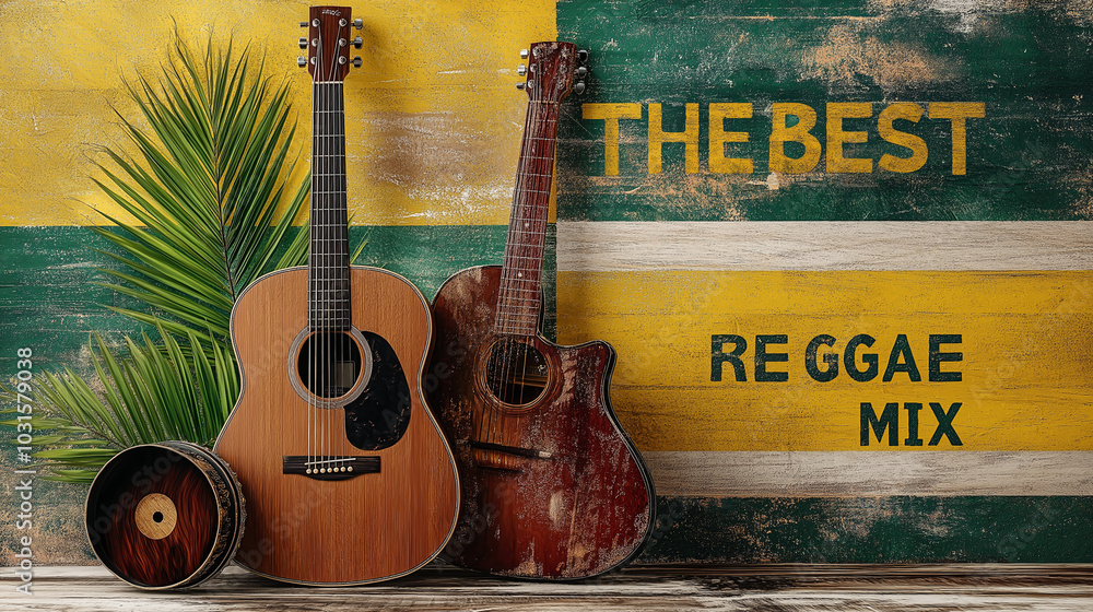 A retro-inspired reggae poster with "THE BEST REGGAE MIX" as the focal ...