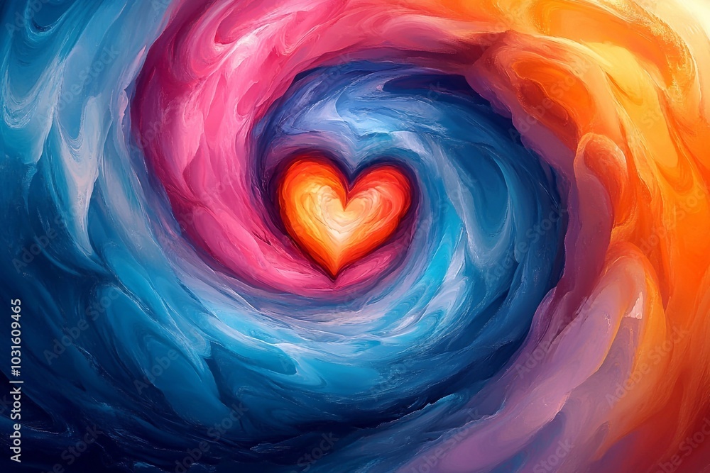 A swirling heart pattern, like a kaleidoscope image, where the hearts ...