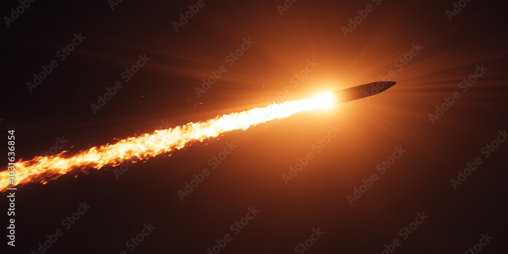 Realistic Night Sky Depiction of Missile Defense System in Action ...