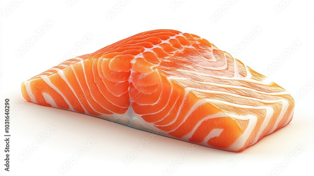 A detailed clip art of a raw salmon fillet with bold, vibrant hues and ...
