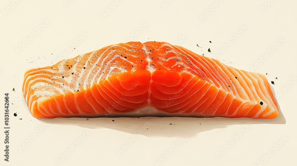 Minimalist clip art of a fresh salmon fillet with a focus on bold ...