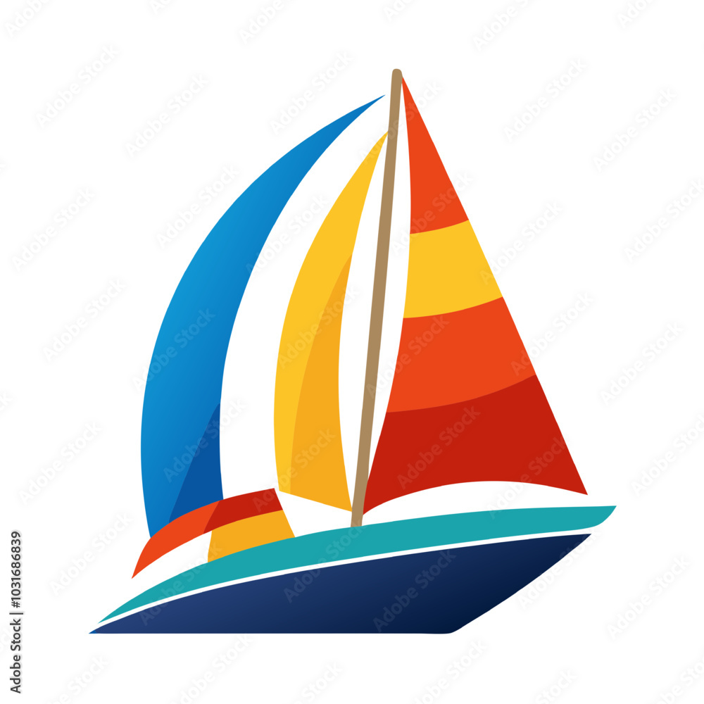 Sailing Towards Adventure: A bold and vibrant sailboat icon, bursting ...