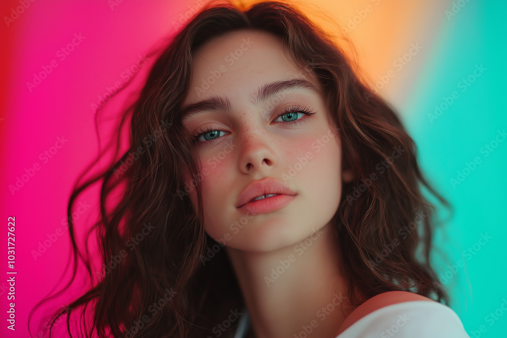 portrait selfie of a gen z fun girl looking happy into the camera Stock ...