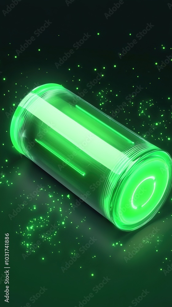 Abstract Creative Design Featuring a Glowing Green Device with Neon ...