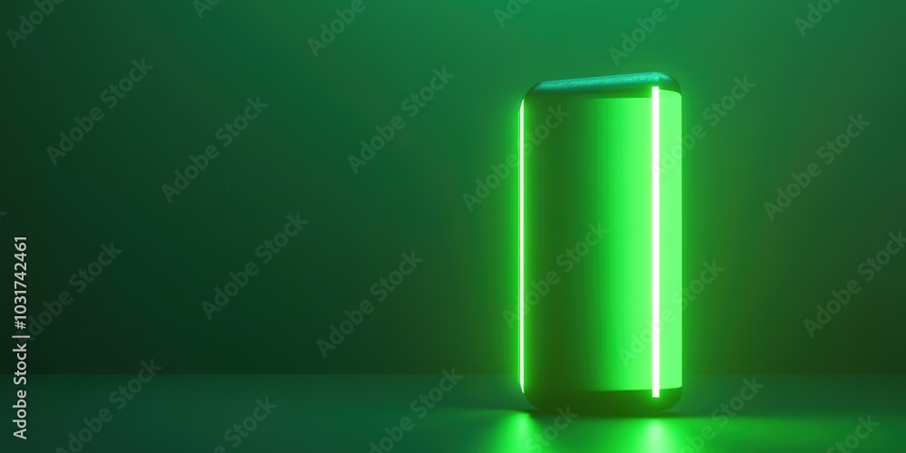Abstract Creative Design Featuring a Glowing Green Device with Neon ...