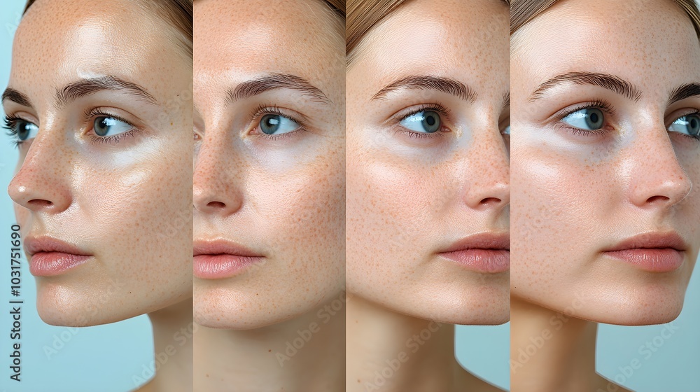 Visual journey of skin transformation, with pigmentation spots and ...