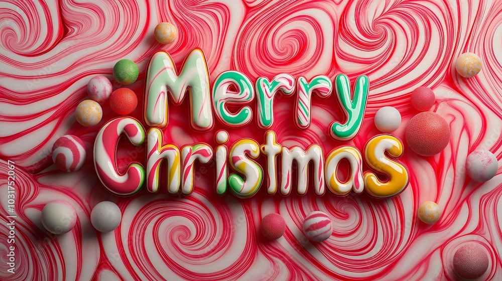 "Merry Christmas" written in playful candy fonts, each letter a ...