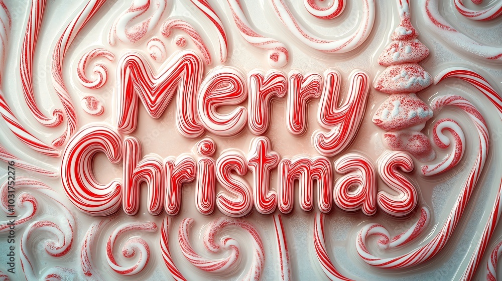 "Merry Christmas" written in playful candy fonts, each letter a ...
