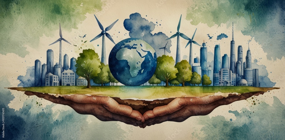 earth with green environment for earth day copy space. Earth day, Eco ...