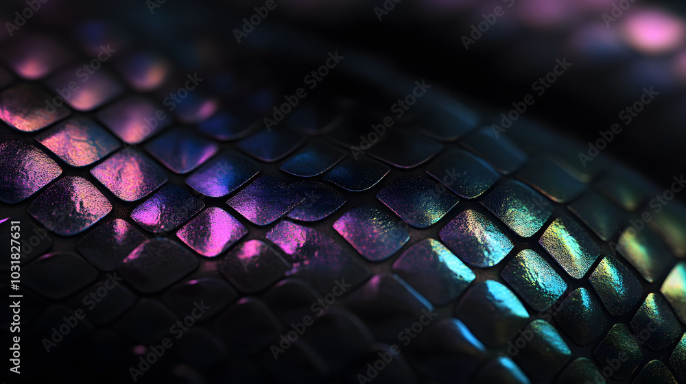 Iridescent Snake Scale Texture, minimal design with dark glowing ...