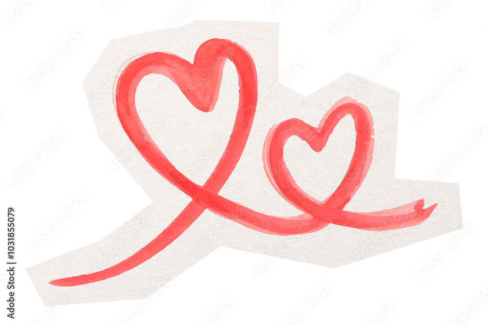 Poster Hearts png sticker, cut out paper design, transparent background ...