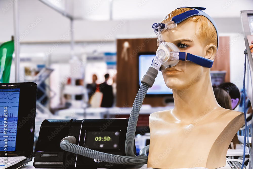 Breathing mask on the patient. Technology in the treatment of ...