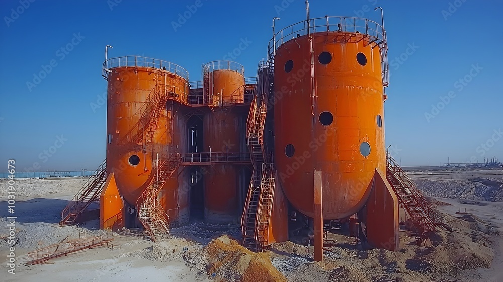 Massive concrete grit chamber tanks used in an industrial wastewater ...
