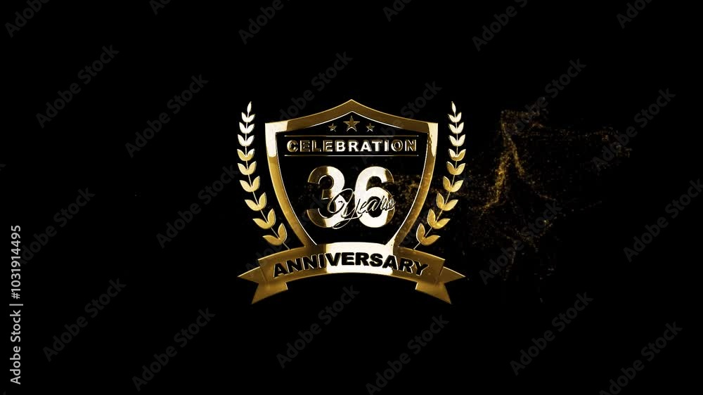36th Marriage Anniversary, Golden Happy Anniversary Text Animation ...