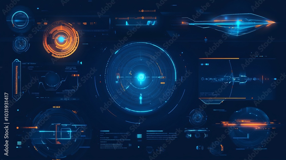 Futuristic hud design elements for space ship, drone, or radar ...