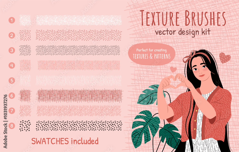 Texture and grain scatter brushes. Set of abstract grunge strokes. Hand ...