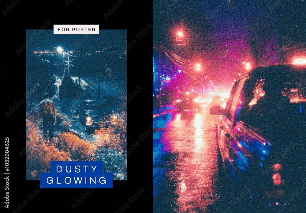 Dusty Glow Poster Photo Effect Mockup Stock Template | Adobe Stock