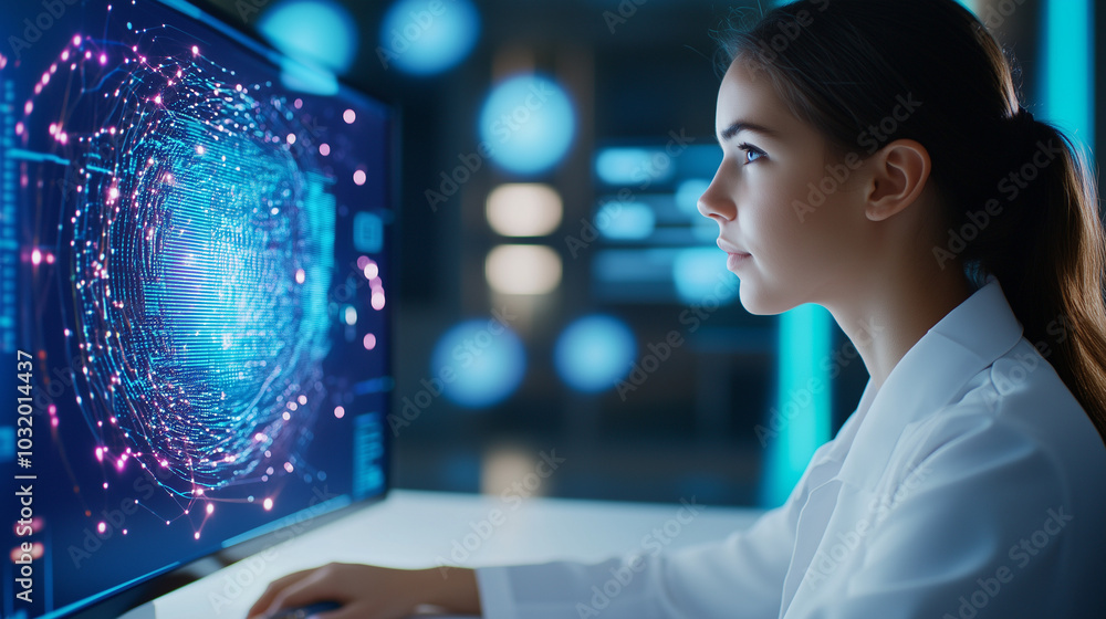 Young Female Engineer Analyzing Data Using GUI (Graphical User ...