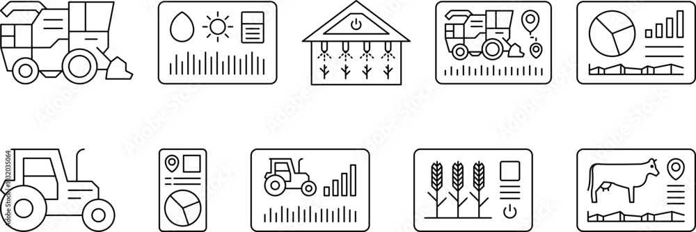 Farm icon. Agriculture and Farming line icons vector collection. Smart ...