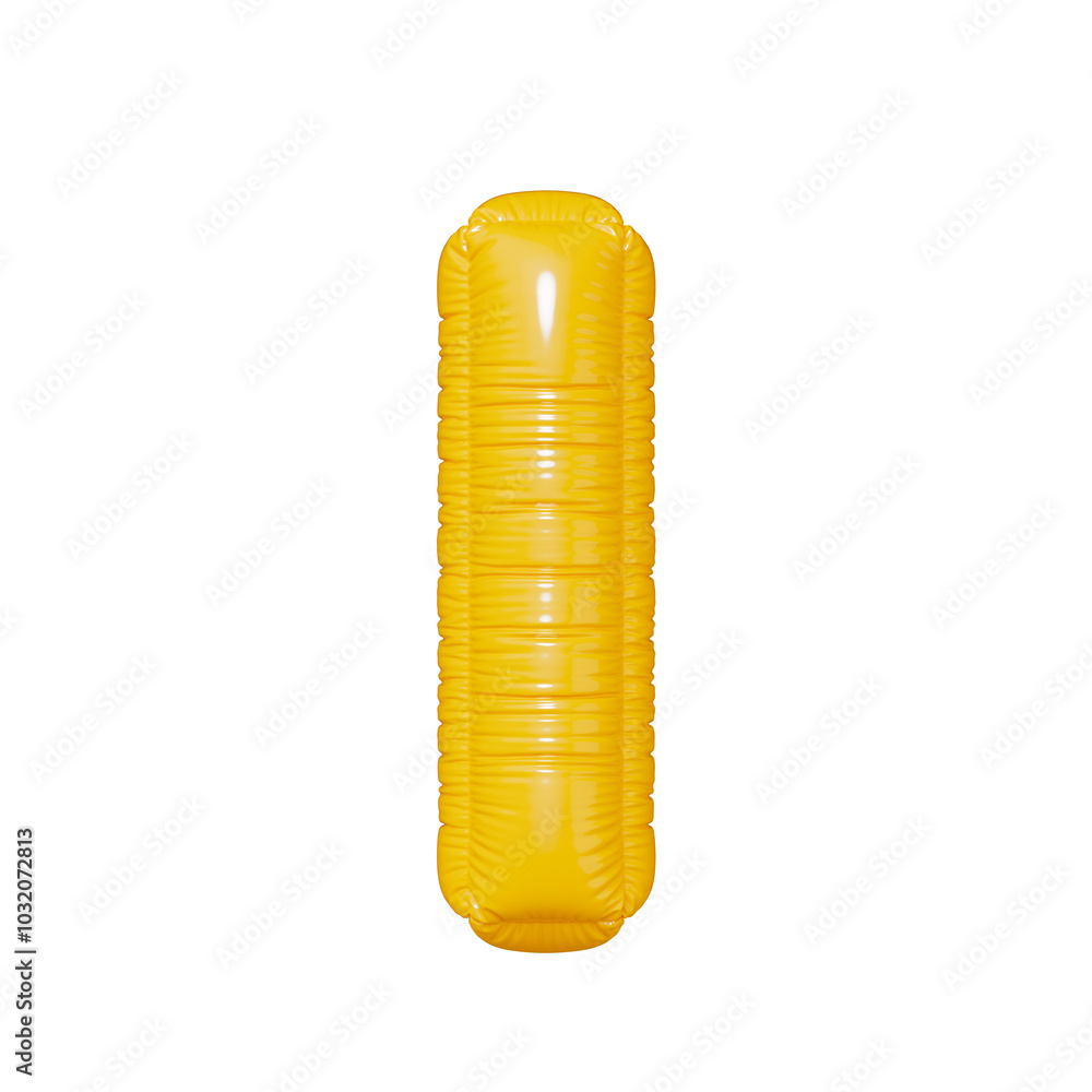 I. Yellow volumetric letter I with a glossy texture. Letter in the form ...