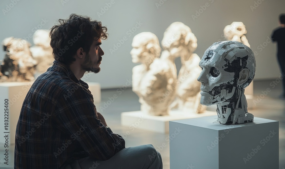 Poor artist sitting and imagining the art he is about to create ...